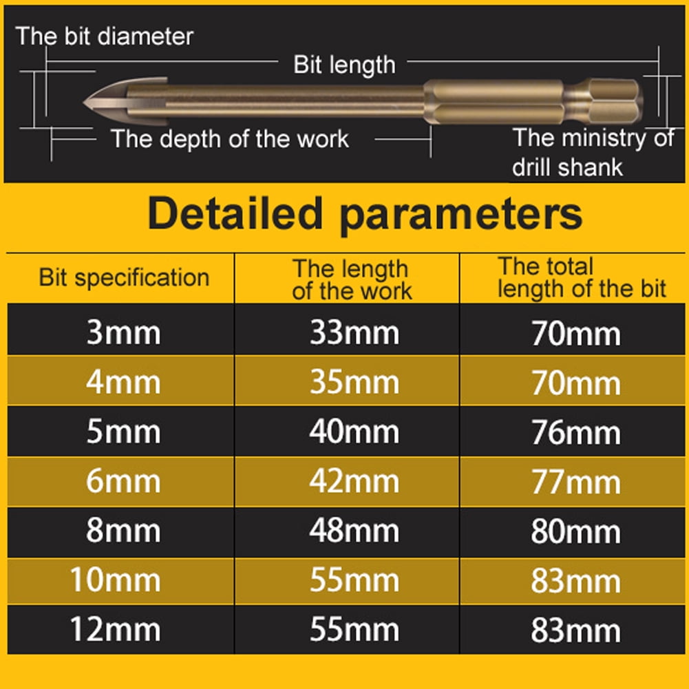 Drill Bit,Ceramic Ceramic Tile Set Carbide Drill Wood Punch Drill Bit ...
