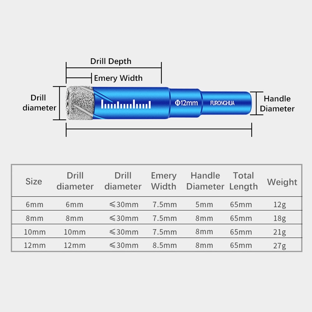 Drill Bit,Ceramic Marble Tile 1/2 Inch Ceramic 5/16 3/8 1/2 Drill 5 Pcs ...