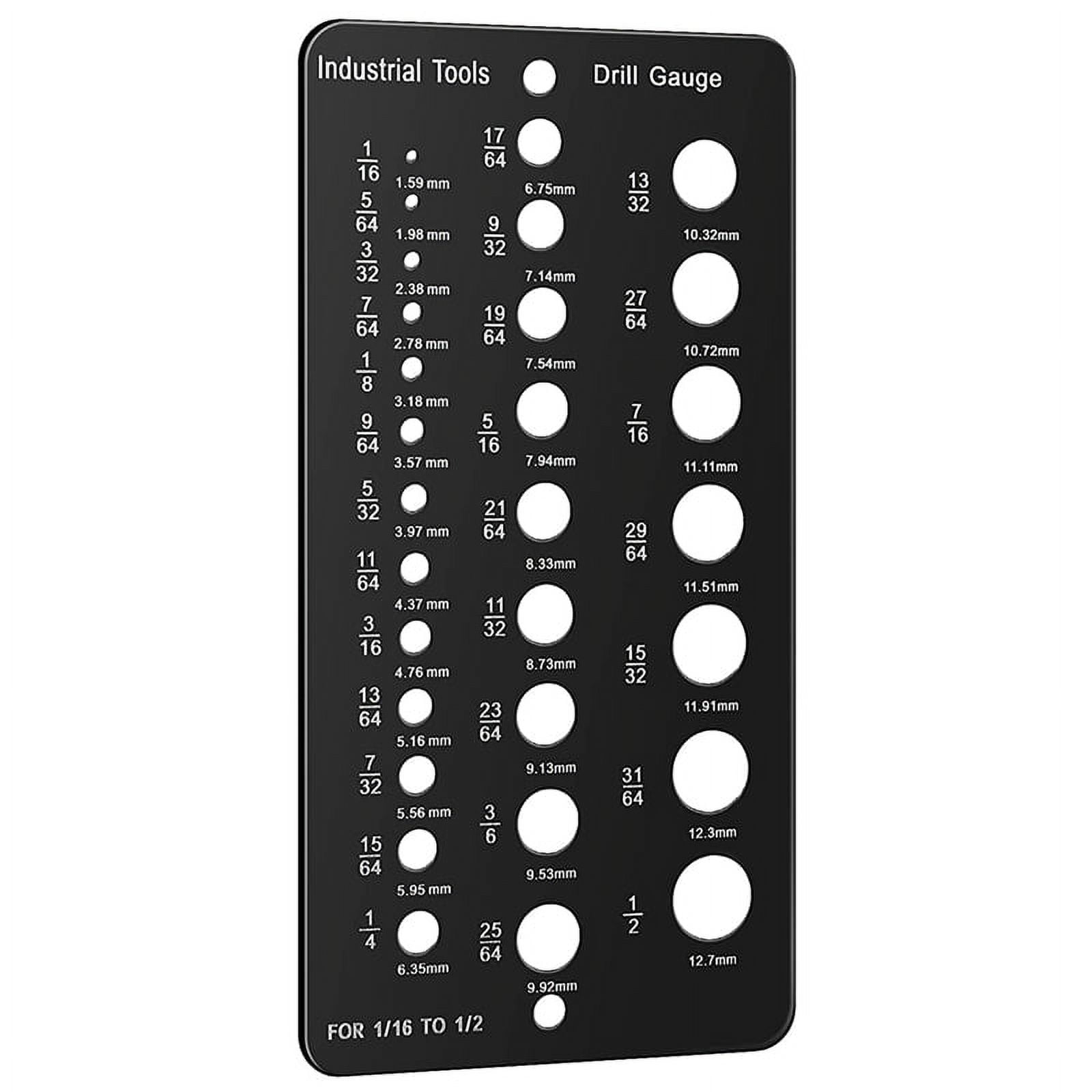 Drill Bit Gauge 1/16 Inch to 1/2 Inch, Screw Size and Thread Inches ...