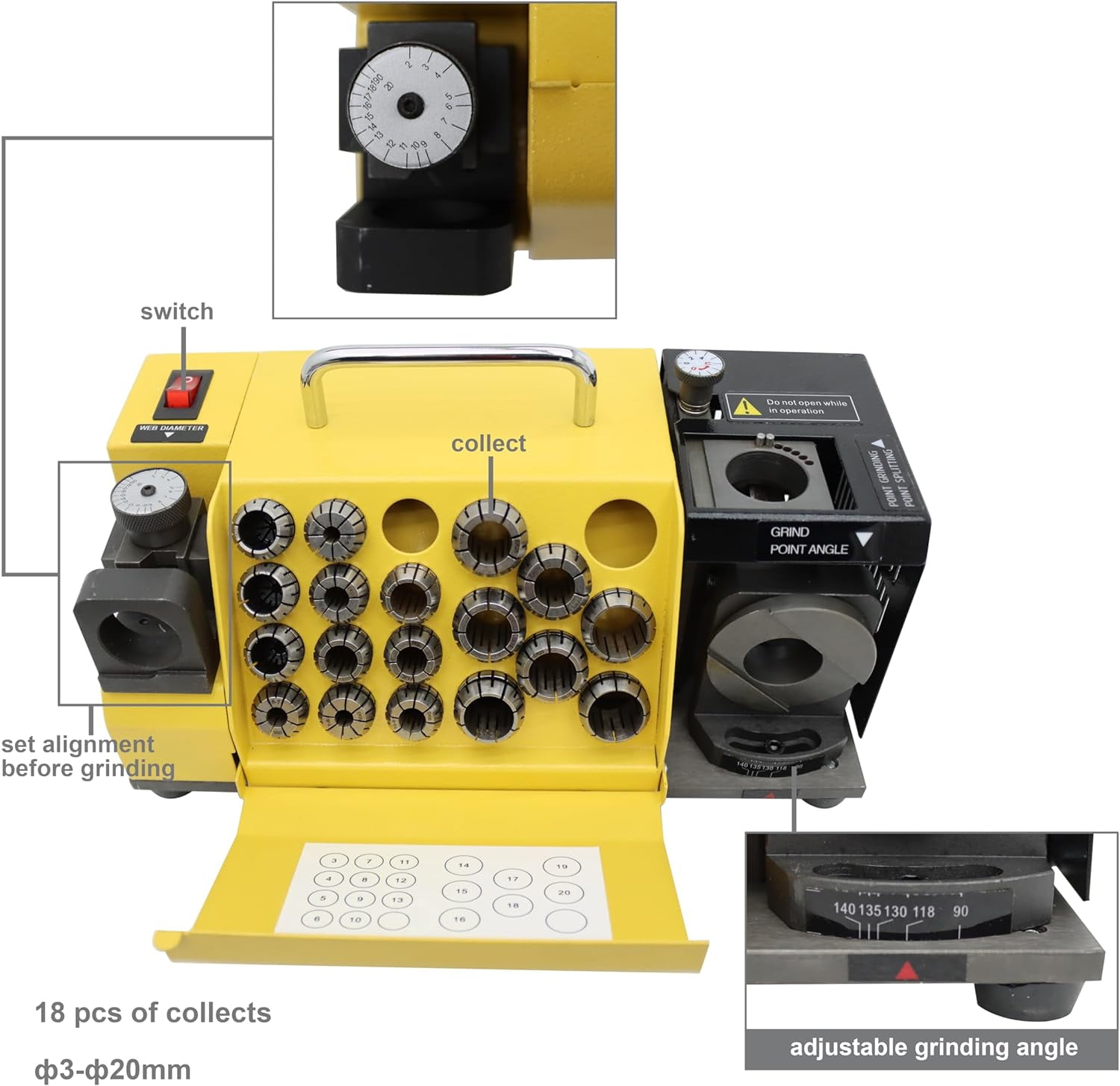 Drill Bit Grinder Sharpener Angle Grinder for Drill Bits ф3-ф20mm ...