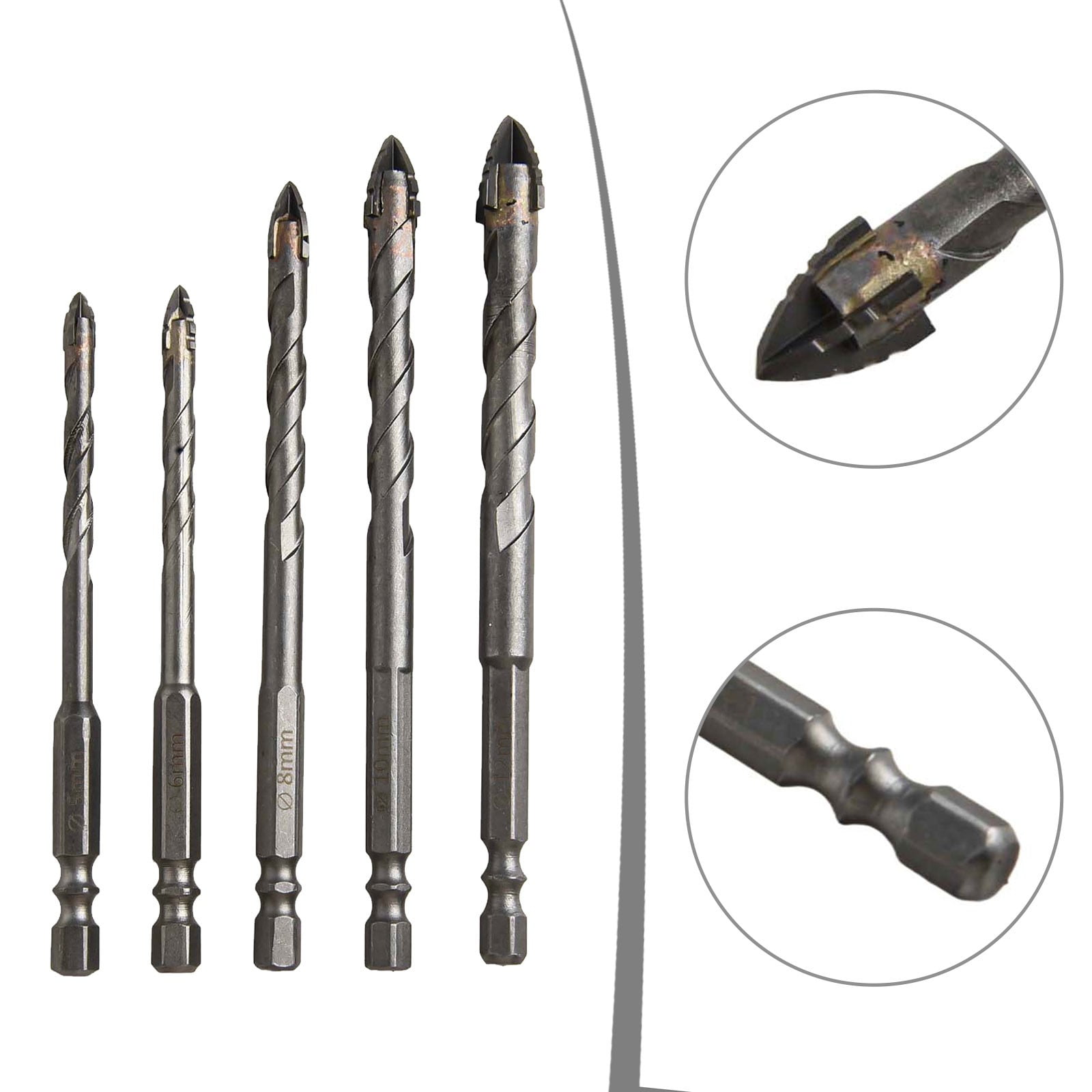 Drill Bit Set 5pcs Eccentric Design For Efficient Drilling In Glass ...