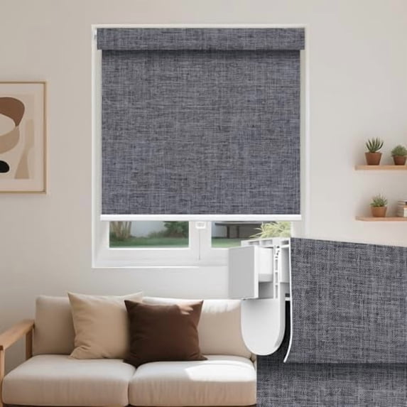 No Drill Blackout Roller Shades for Windows,Free-Stop Cordless Roller ...