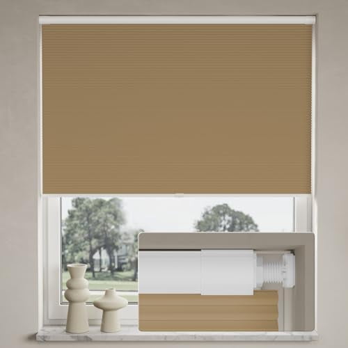 No Drill Blackout Shades Tension Cordless Cellular Blind for Indoor ...