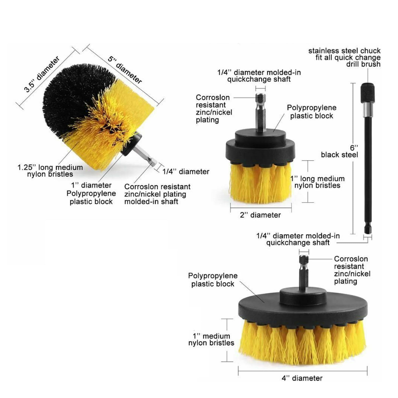 Drill Brush,Cleaner Tub Tub Pool Drill Brush Tub Pool Tile Brushes Kit ...