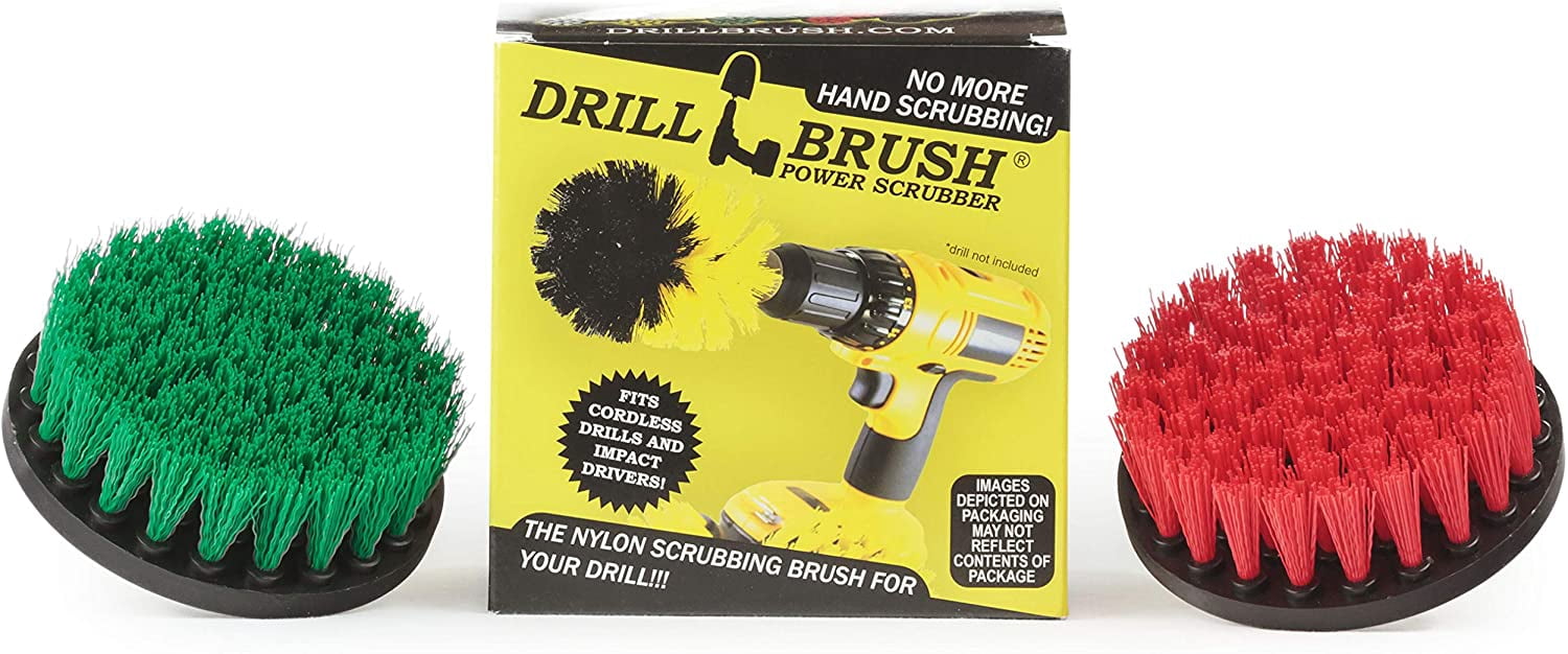 Drill Brush - Indoor/Outdoor Medium and Stiff 4-inch Round - Spin Brush ...