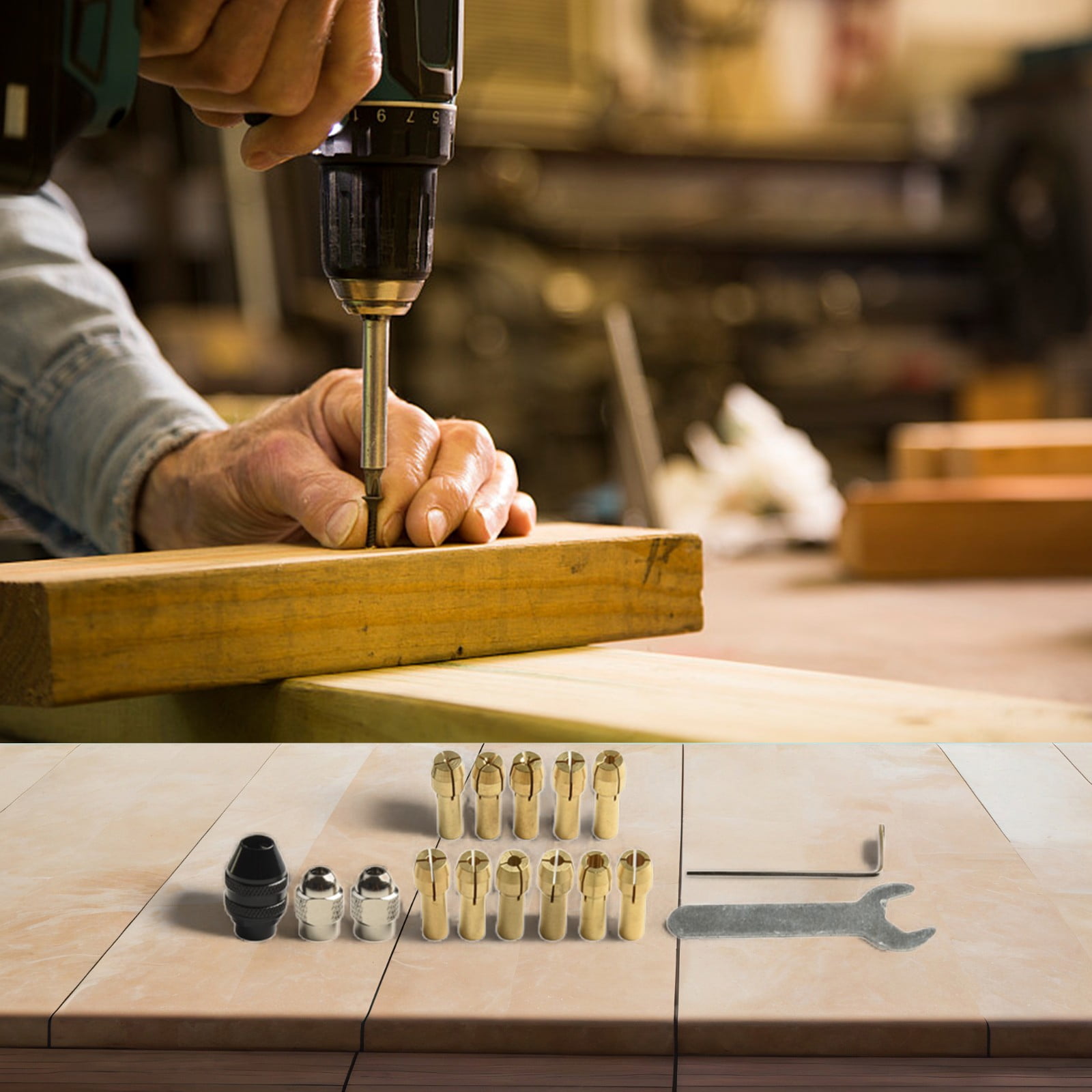 Drill Chuck Collet Kit Of 16 Pieces For M8 Size Drills Includes Various ...