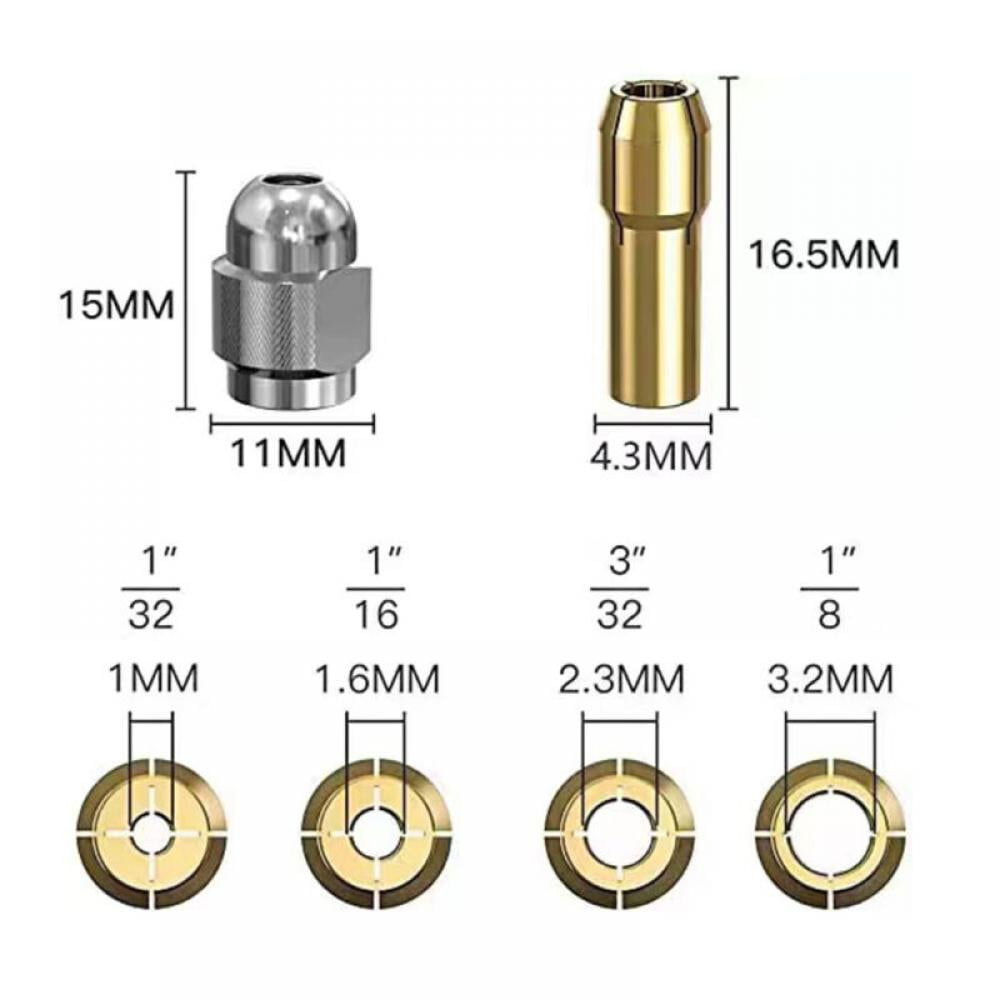 Drill Chuck Collet Set for Dremel Drill Bit Chuck Shank Rotary Tool ...