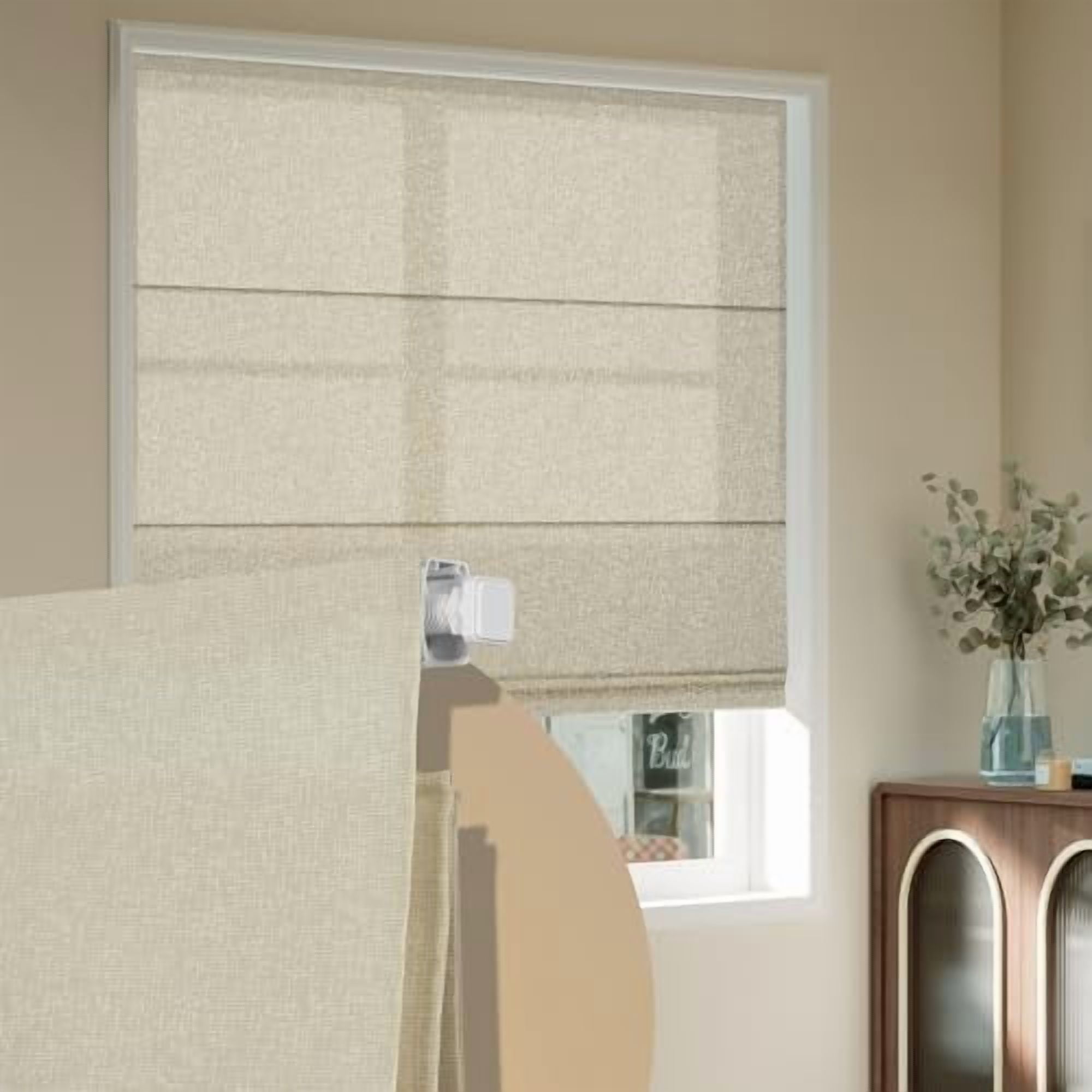 No Drill Cordless Roman Shades for Windows, No Fray Light Filtering ...