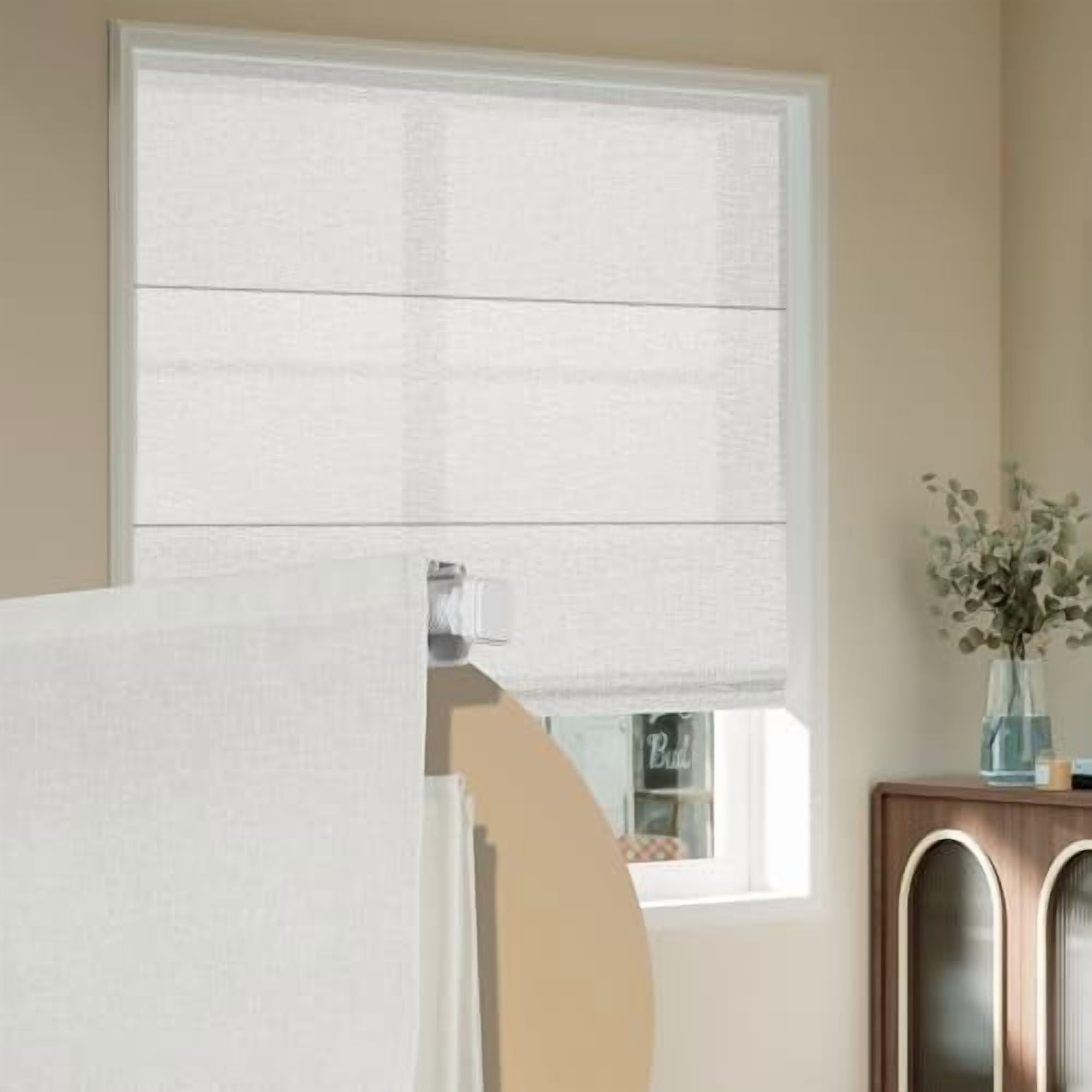 No Drill Cordless Roman Shades for Windows, No Fray Light Filtering ...