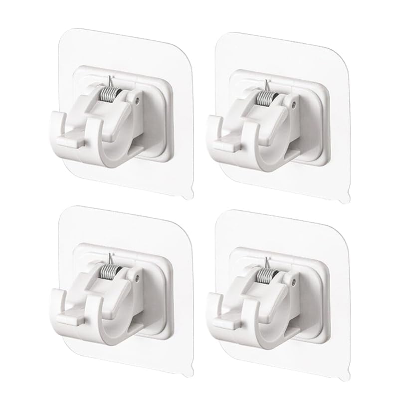 No Drill Curtain Rod Brackets, Self Adhesive Curtain Rod Holder Hooks ...