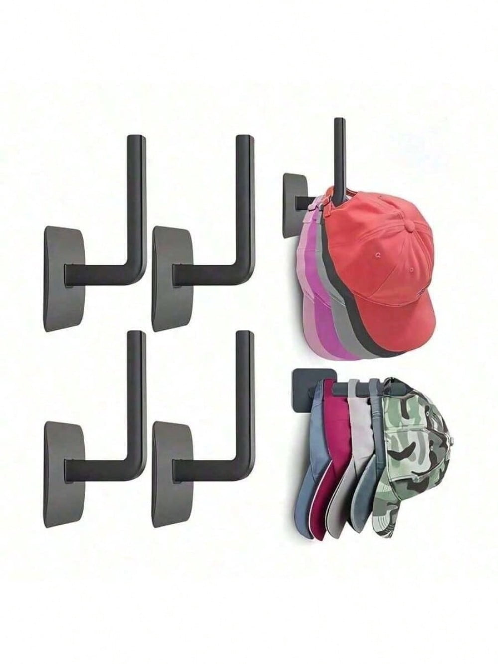 Drill-Free Adhesive Baseball Cap Rack, Wall-Mounted Hat Organizer, ABS ...