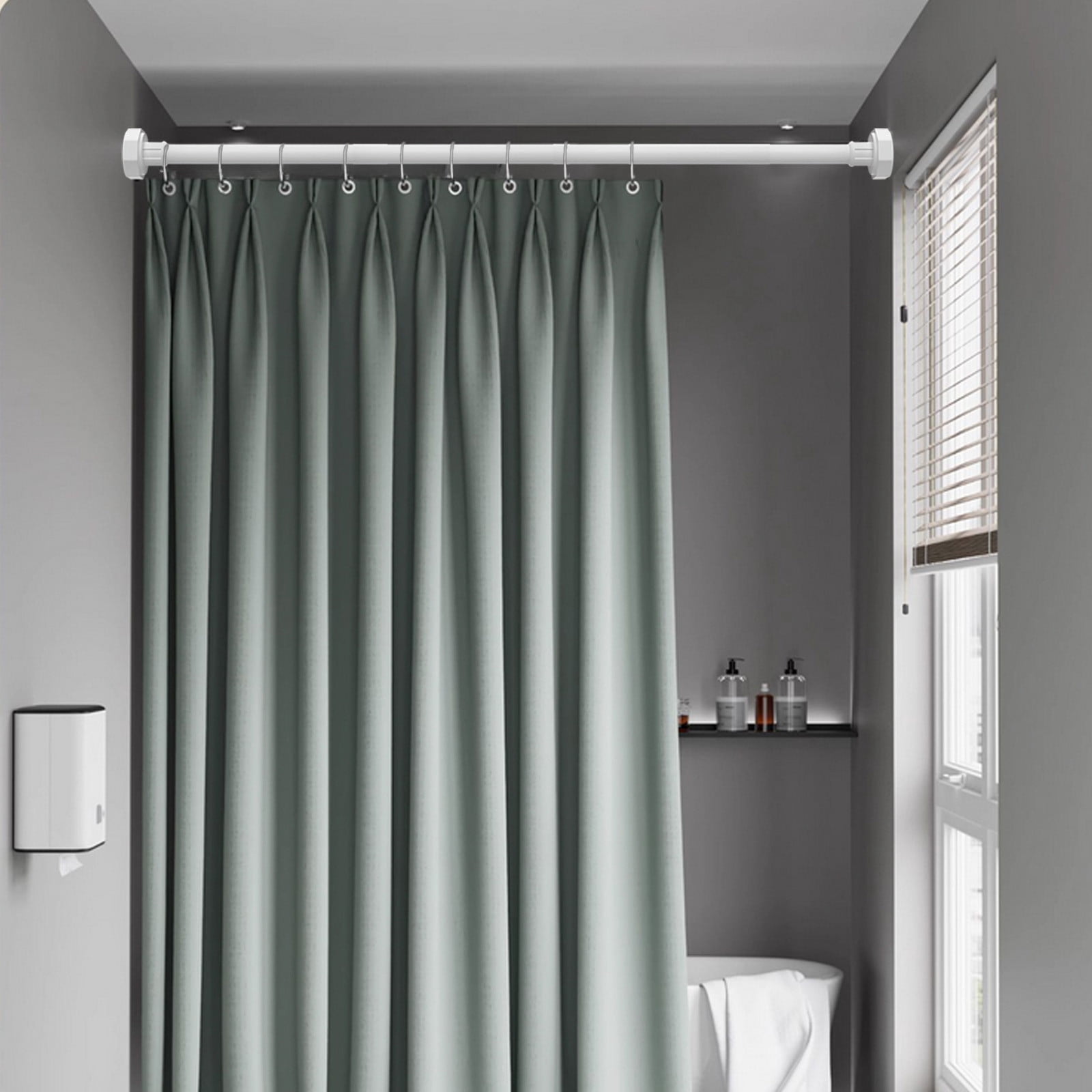 Drill-Free Adjustable Rod, Telescopic Curtain Rod Stainless Steel Pole ...