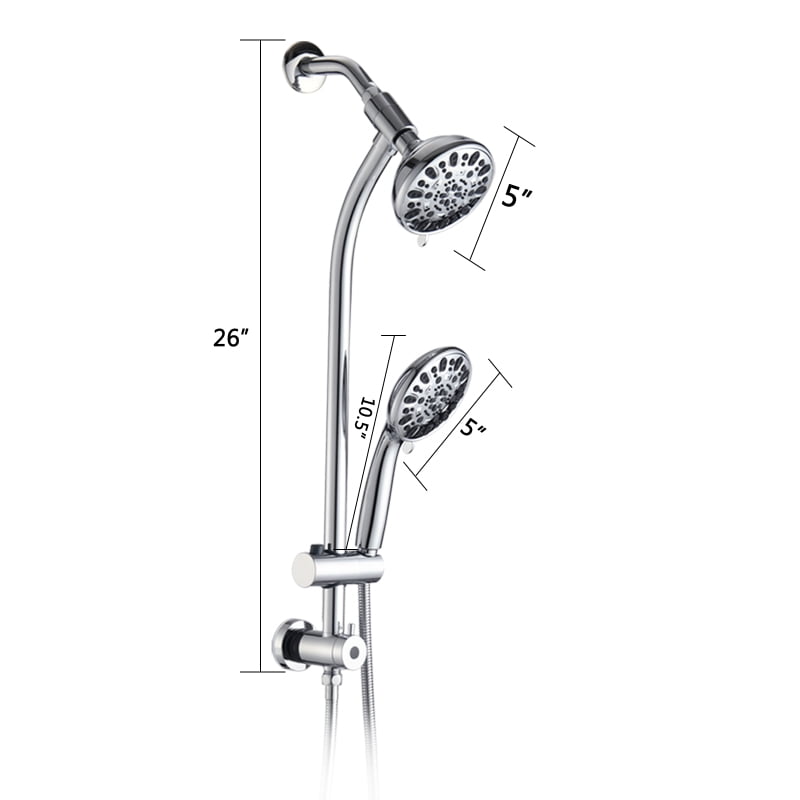 Drill-Free Stainless Steel Slide Bar Combo Rain Showerhead 7-Setting ...