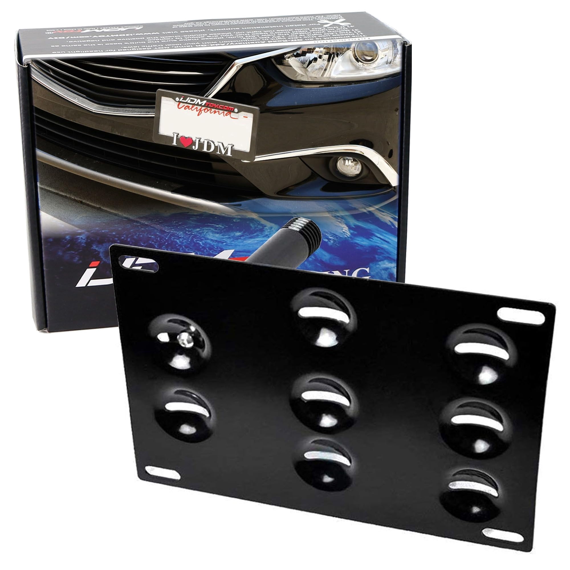 No Drill Front Bumper Tow Hook License Plate Mounting Bracket Adapter ...