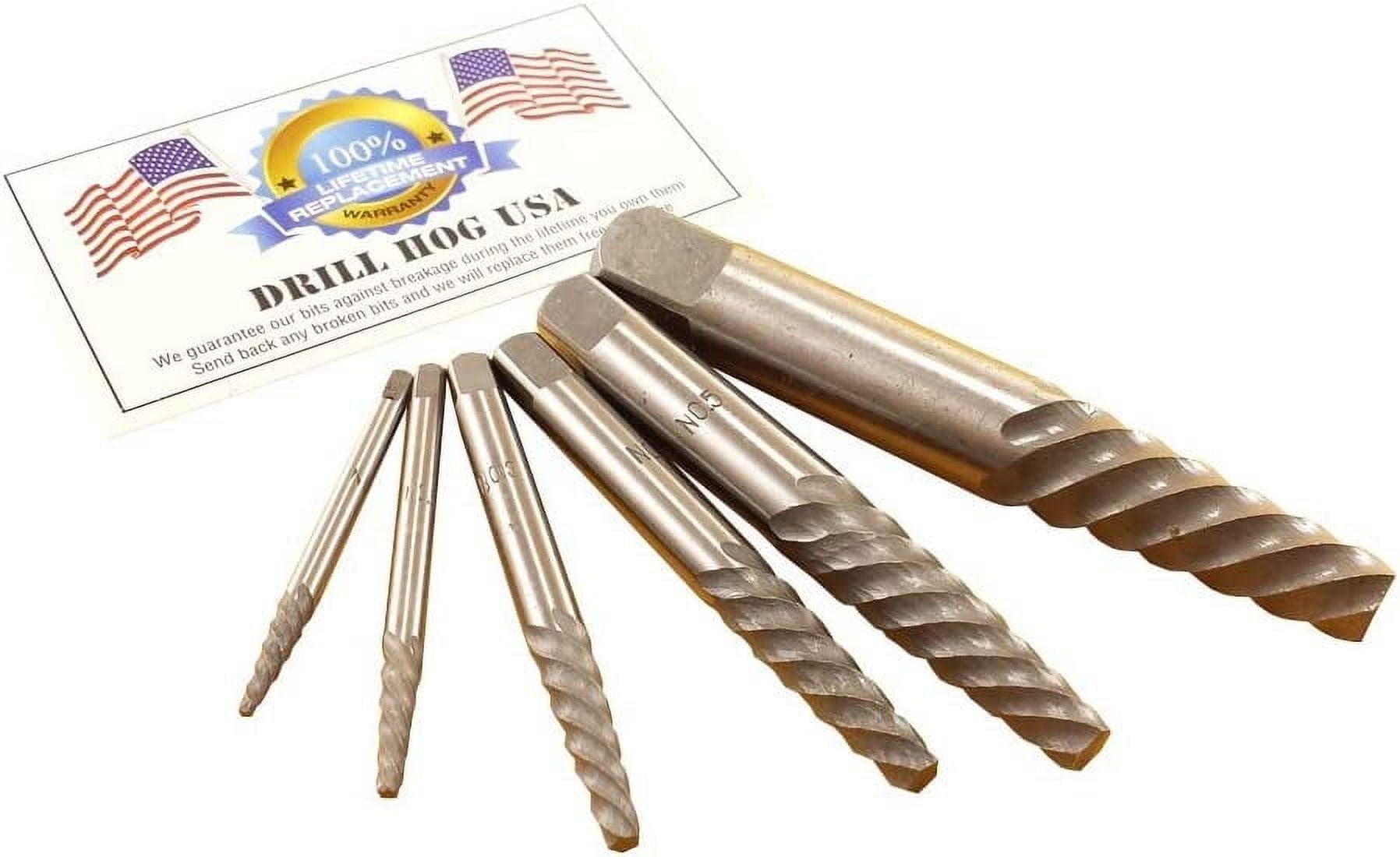 Drill Hog 6 Pc Spiral Easy Out Set Round Screw Extractor - Walmart.com