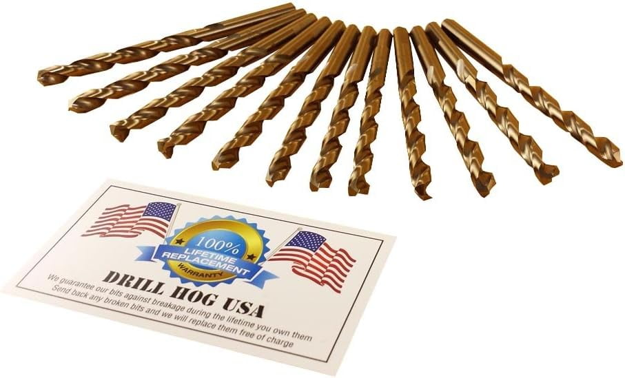 Drill Hog USA 1/4" Cobalt M42 Drill Bits 12 Pack - Walmart.com