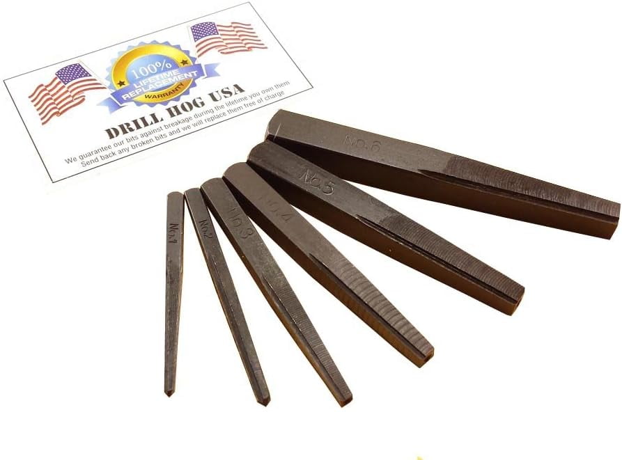 Drill Hog USA 6 Pc Square Easy Out Set Straight Screw Extractor ...