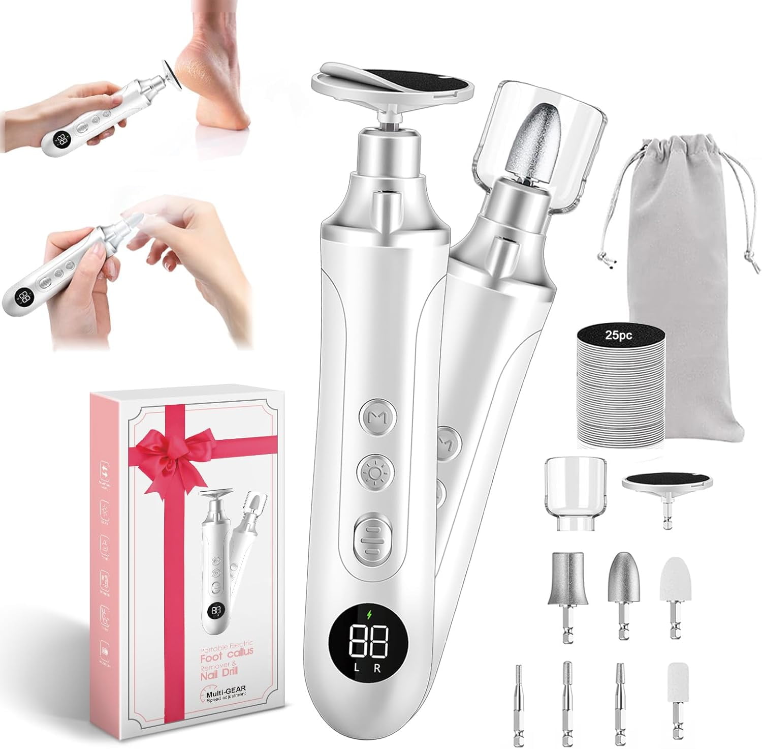 Drill Kit, Cordless Manicure Pedicure Kit with Memory Modes, 15 Speed ...