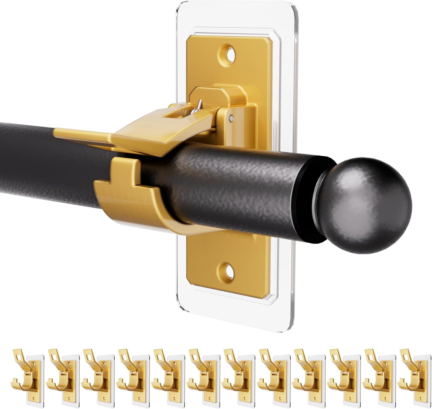 No Drill Needed Curtain Rod Holders, Self Adhesive Rod Brackets ...