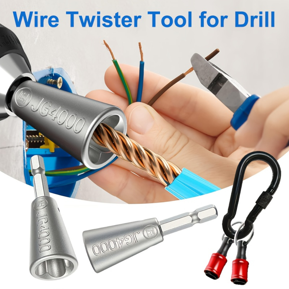 Drill-Powered Wire Twister Tool - for 2.5-6mm² (9-14 AWG) Wires with 1/ ...
