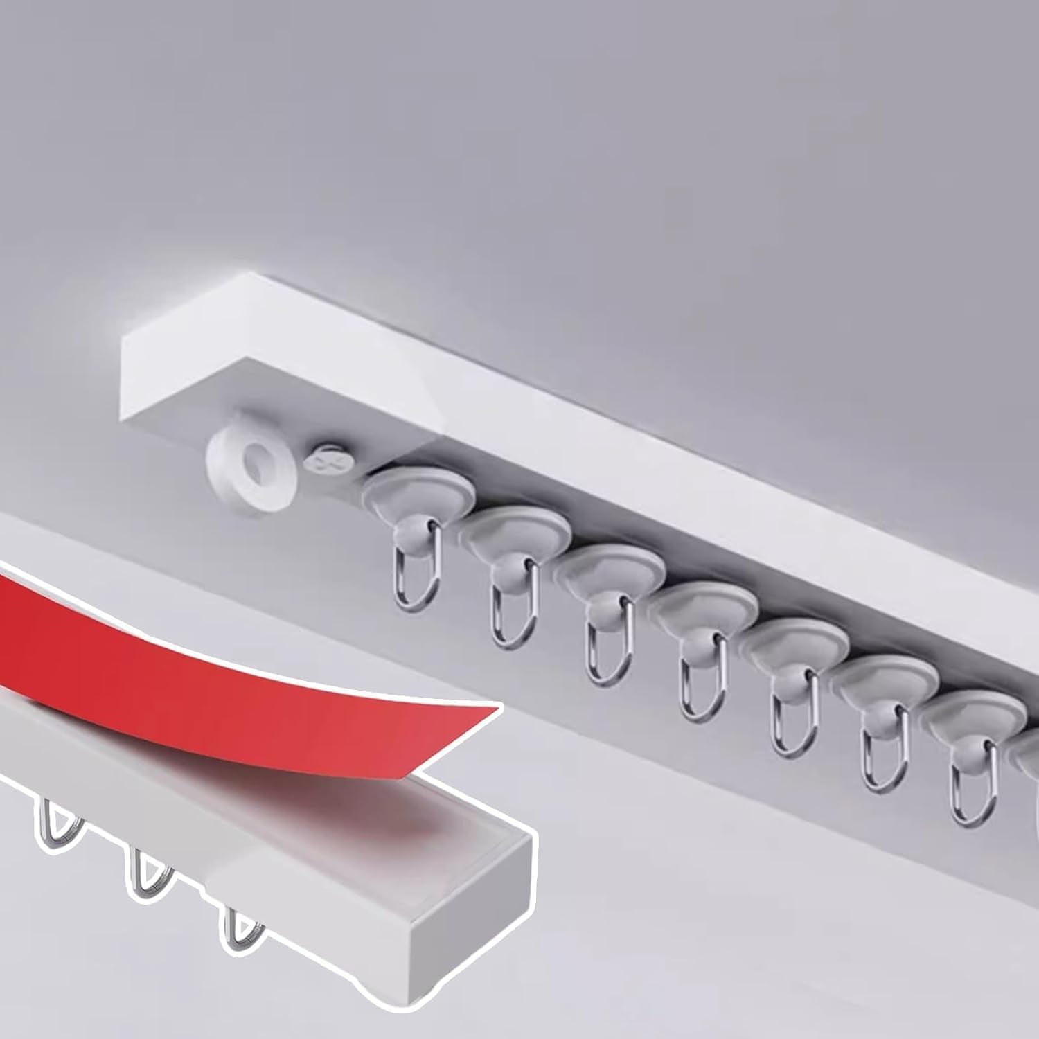 No Drill Self Adhesive Curtain Track Ceiling or Wall Mount(4x16 inch/5 ...