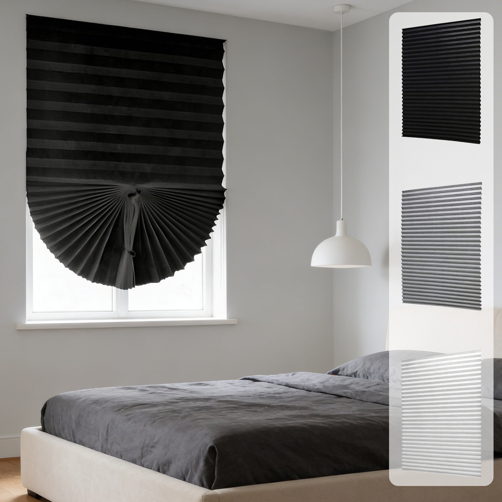 No Drill Self Adhesive Pleated Paper Blinds, Clip on Temporary Window ...
