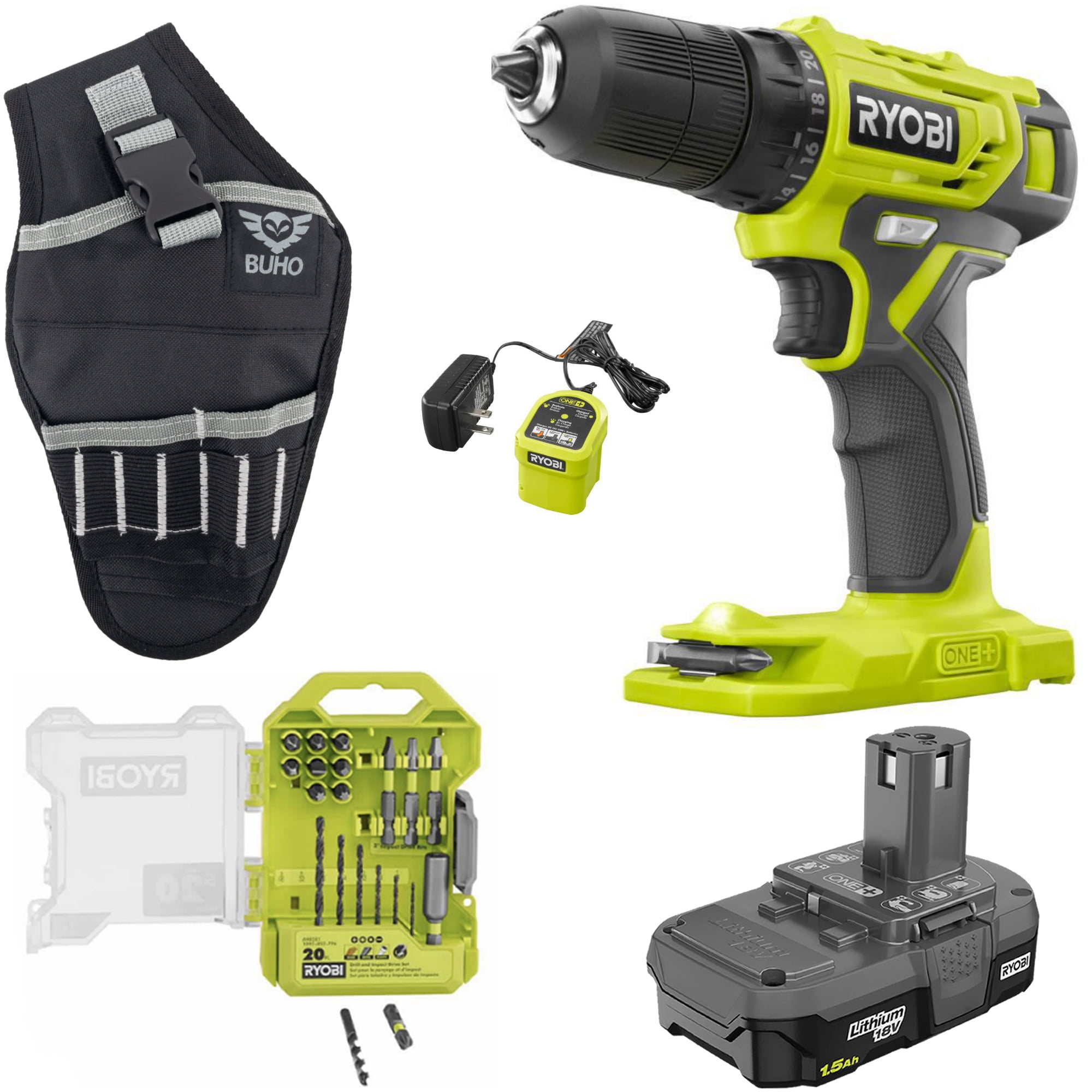 Drill Set Bundle with Ryobi 18V ONE+ Drill Driver, Multipurpose Drill ...