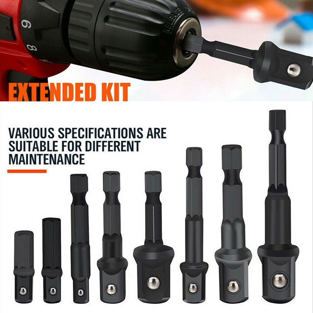 Drill Socket Adapter 1/4In Hex Shank Extension Bar For Impact Driver 1/2 3/8 1/4 - Walmart.com