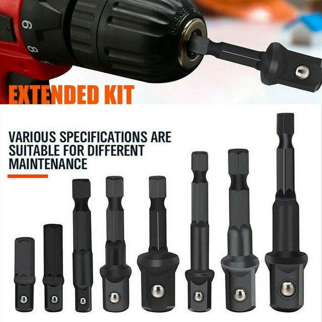 Drill Socket Adapter 1/4In Hex Shank Extension Bar For Impact Driver 1/2 3/8 1/4 - Walmart.com