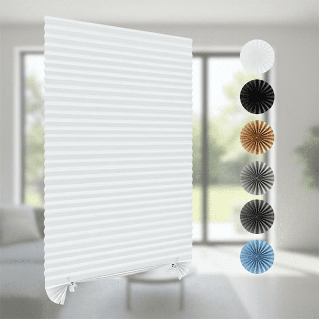 No Drill Stick-On Window Blinds, Light Filtering Pleated Paper Shades ...