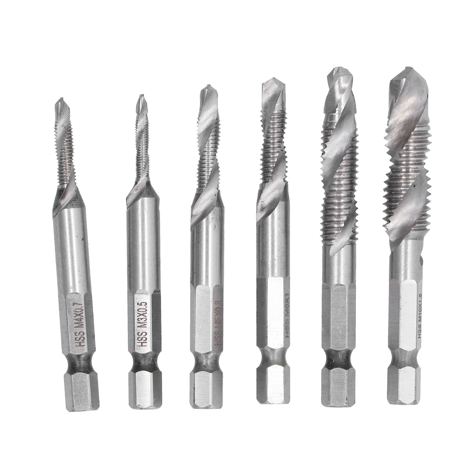 Drill Tap Bit Set Hex Shank Metric Combo HSS Ti Plated Screw Deburr Tool M3 M4 M5 M6 M8 M10 ...