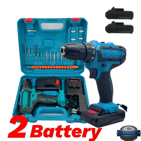 [Drill Toolbox Set] 24-piece Set- Two-speed Two Batteries One Charger ...