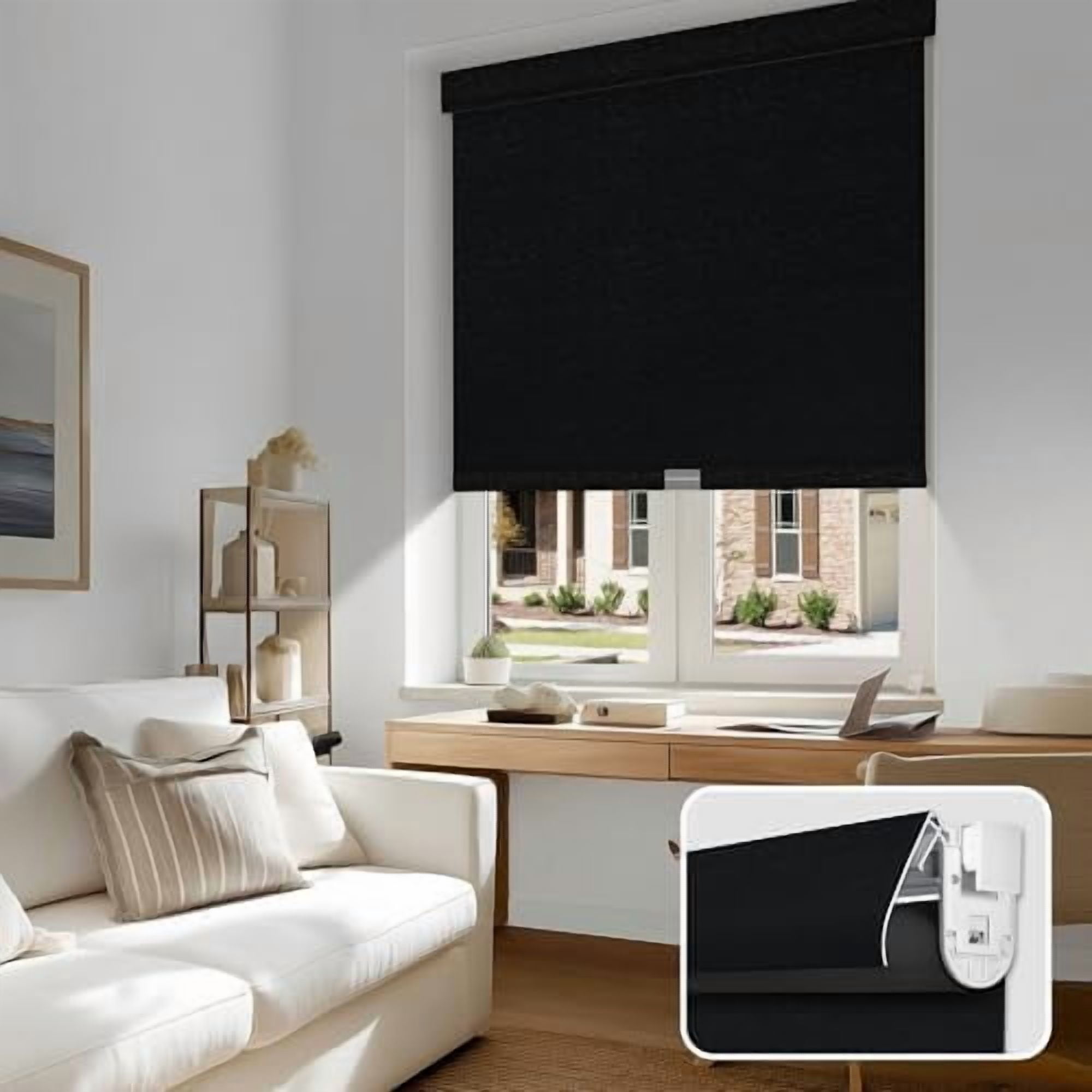 No Drill No Tools Roller Shades, Blackout Roller Blinds for Indoor ...