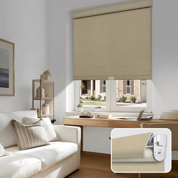 No Drill No Tools Roller Shades, Blackout Roller Blinds for Indoor ...