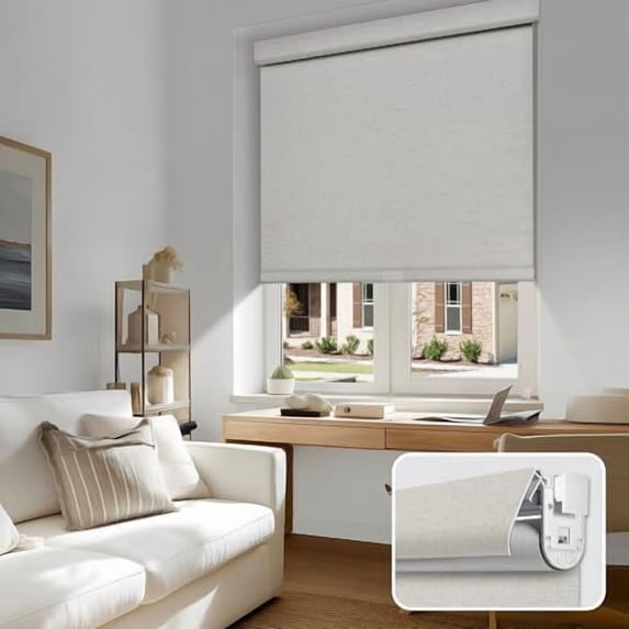 No Drill No Tools Roller Shades, Blackout Roller Blinds for Indoor ...