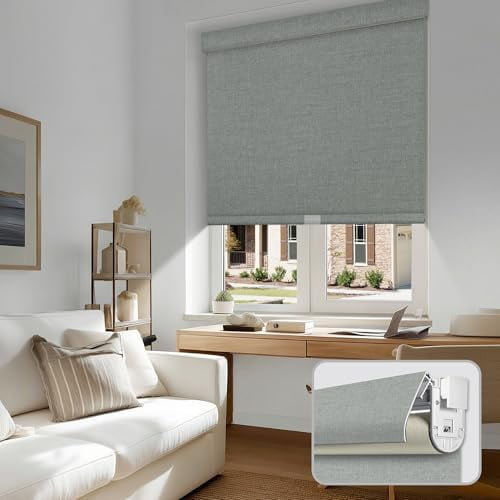 No Drill No Tools Roller Shades, Blackout Roller Blinds for Indoor ...