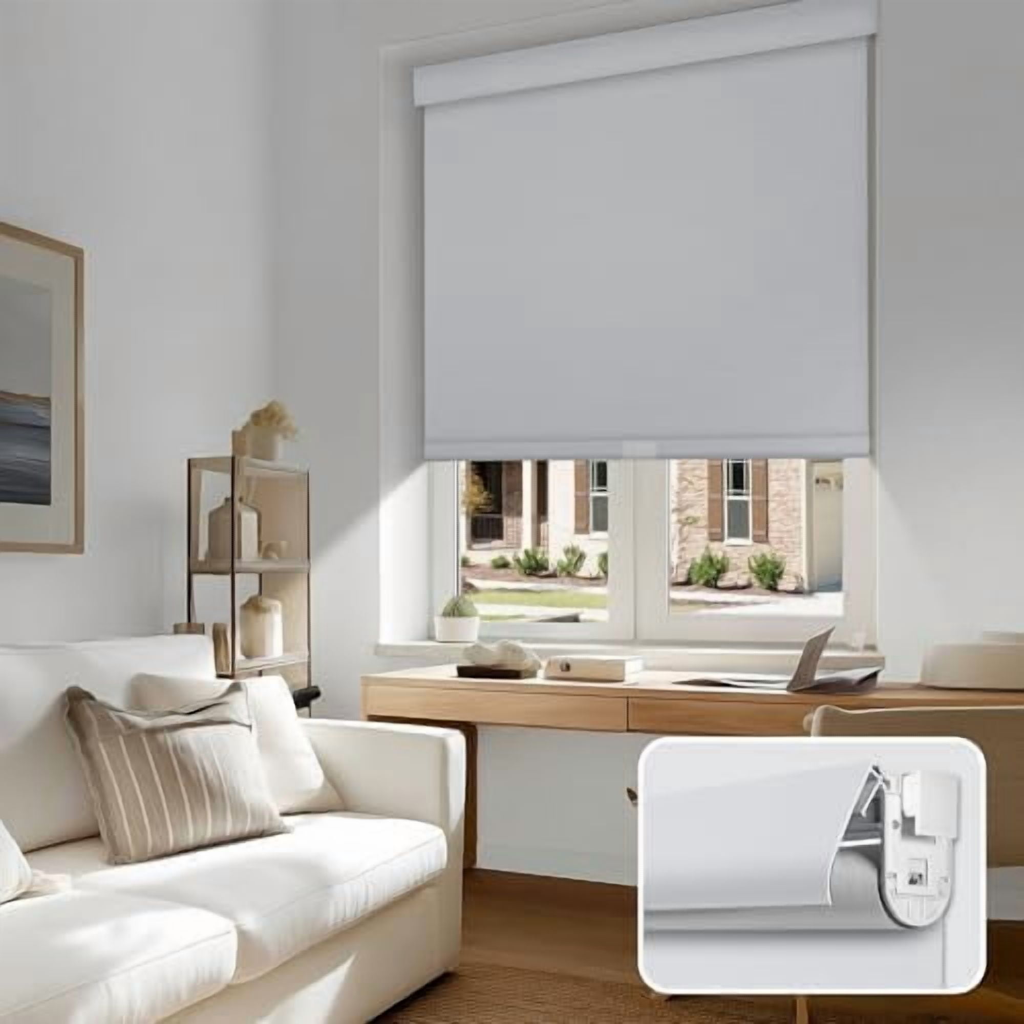 No Drill No Tools Roller Shades, Blackout Roller Blinds for Indoor ...