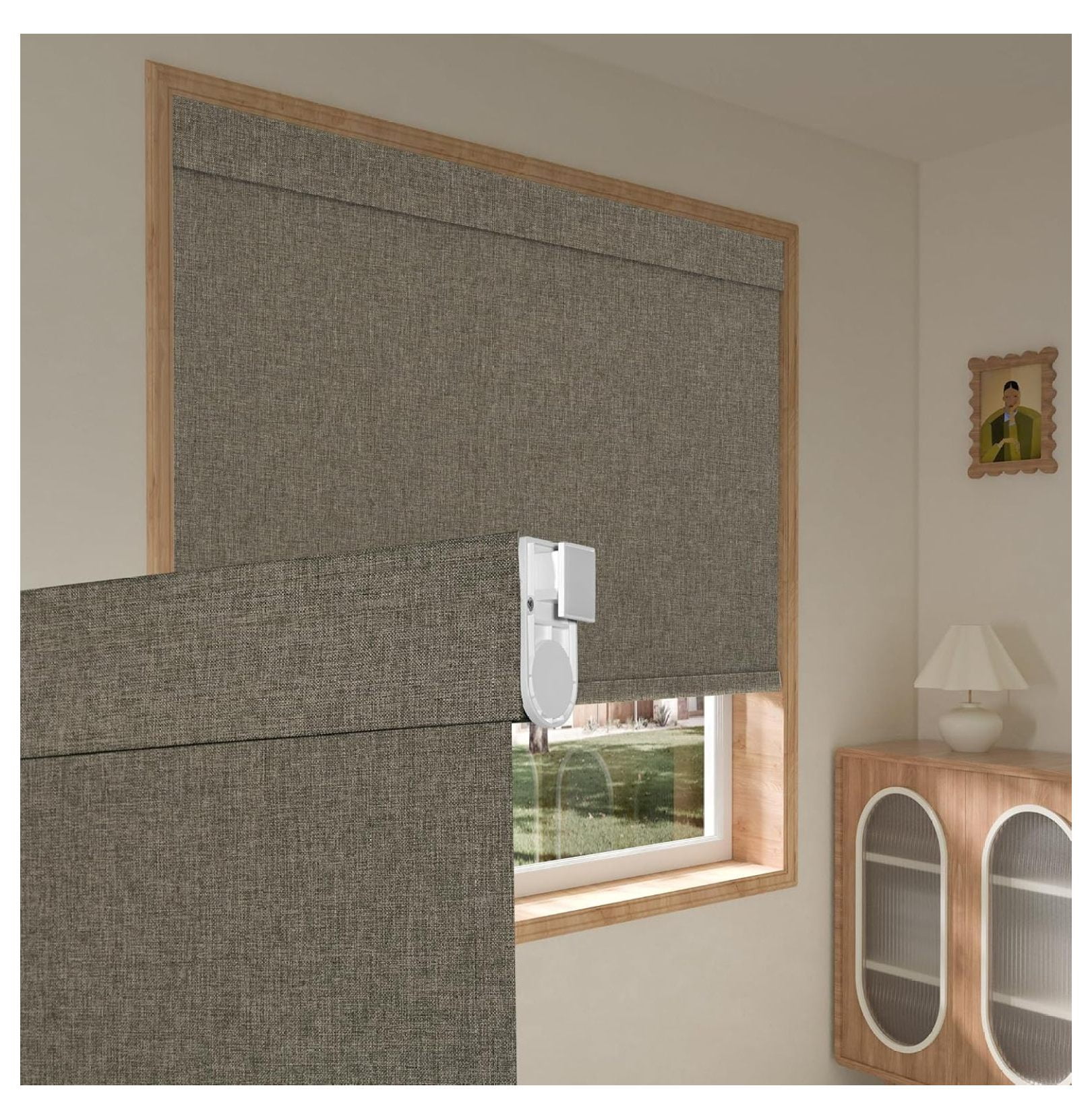 No Drill No Tools Shades for Windows, Blackout Linen Fabric, Cordless ...