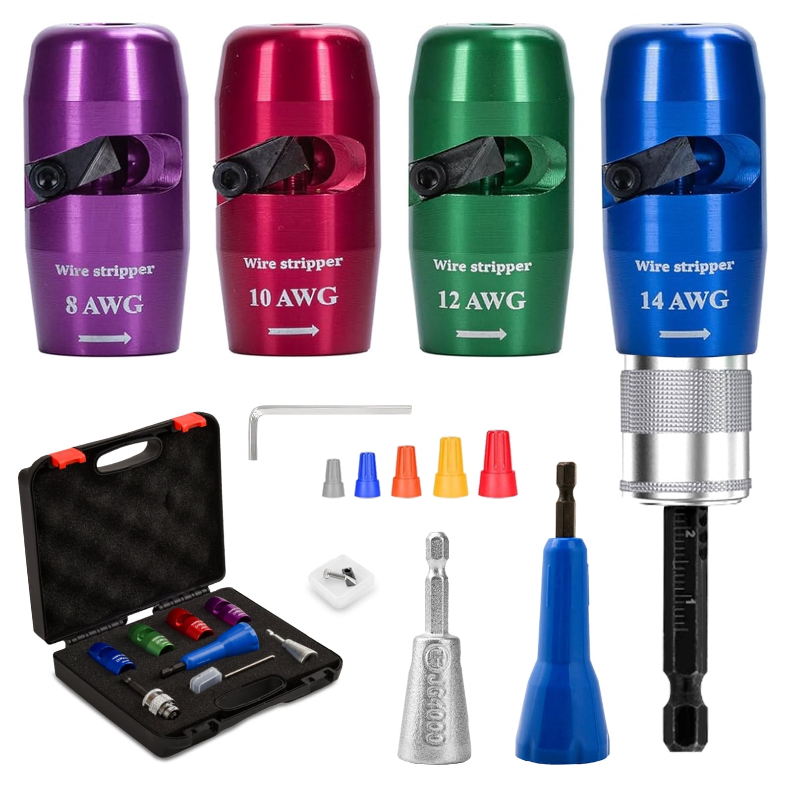 Drill Wire Stripper, Drill Stripping and Twister Kit 8/10/12/14 AWG ...