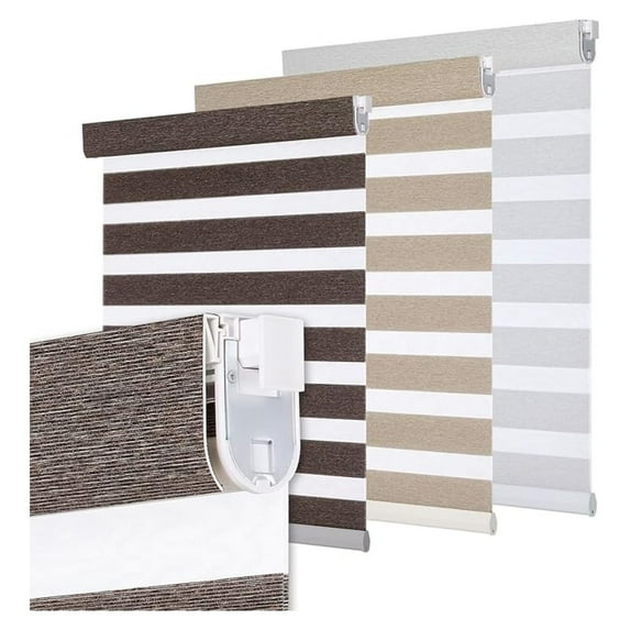 No Drill Zebra Blind Dual Layer Privacy for Day and Night Window Blinds ...