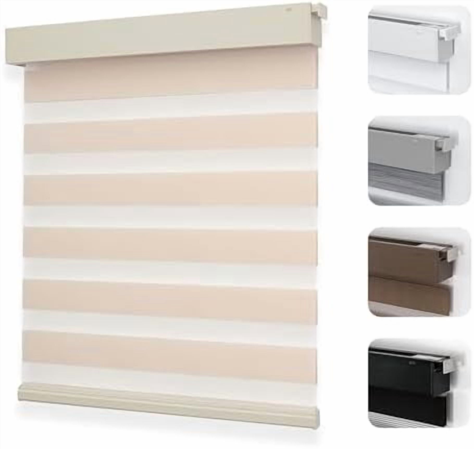 No Drill Zebra Blinds for Windows, Cordless Day & Night Dual Sheer ...