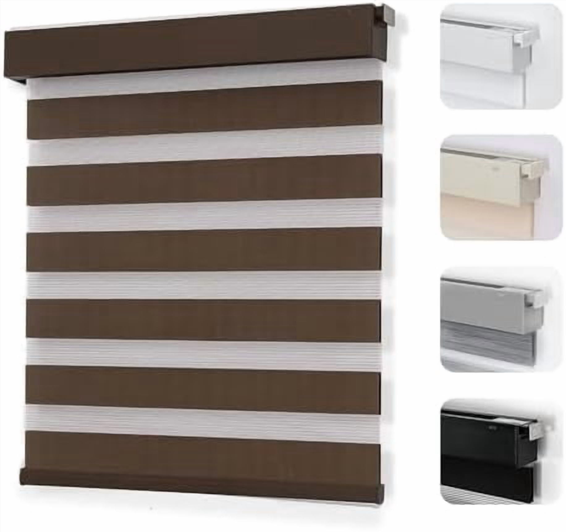 No Drill Zebra Blinds for Windows, Cordless Day & Night Dual Sheer ...