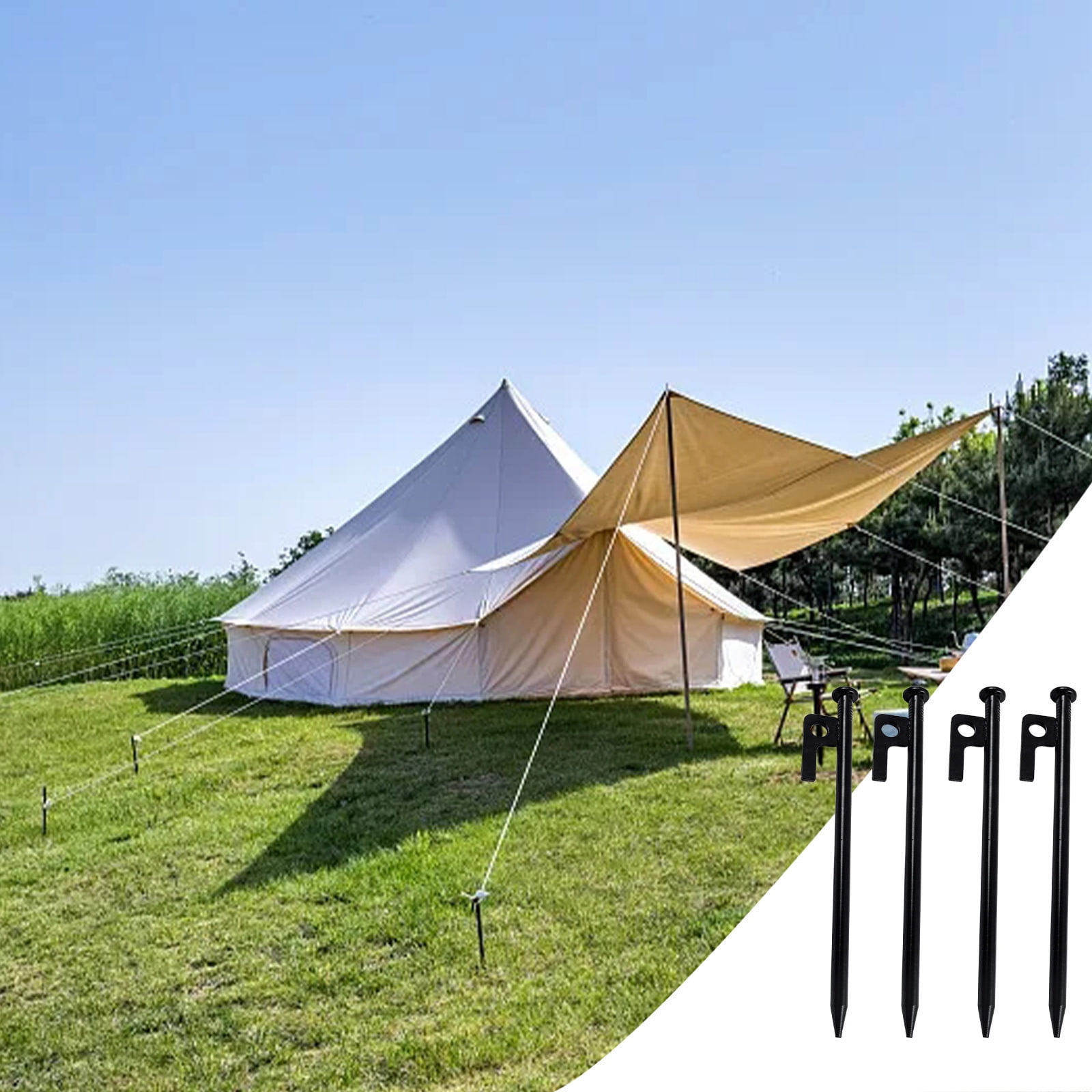 Drillable Tent Stakes, 4-pack Steel Ground Nails for Camping, 20cm 25cm ...