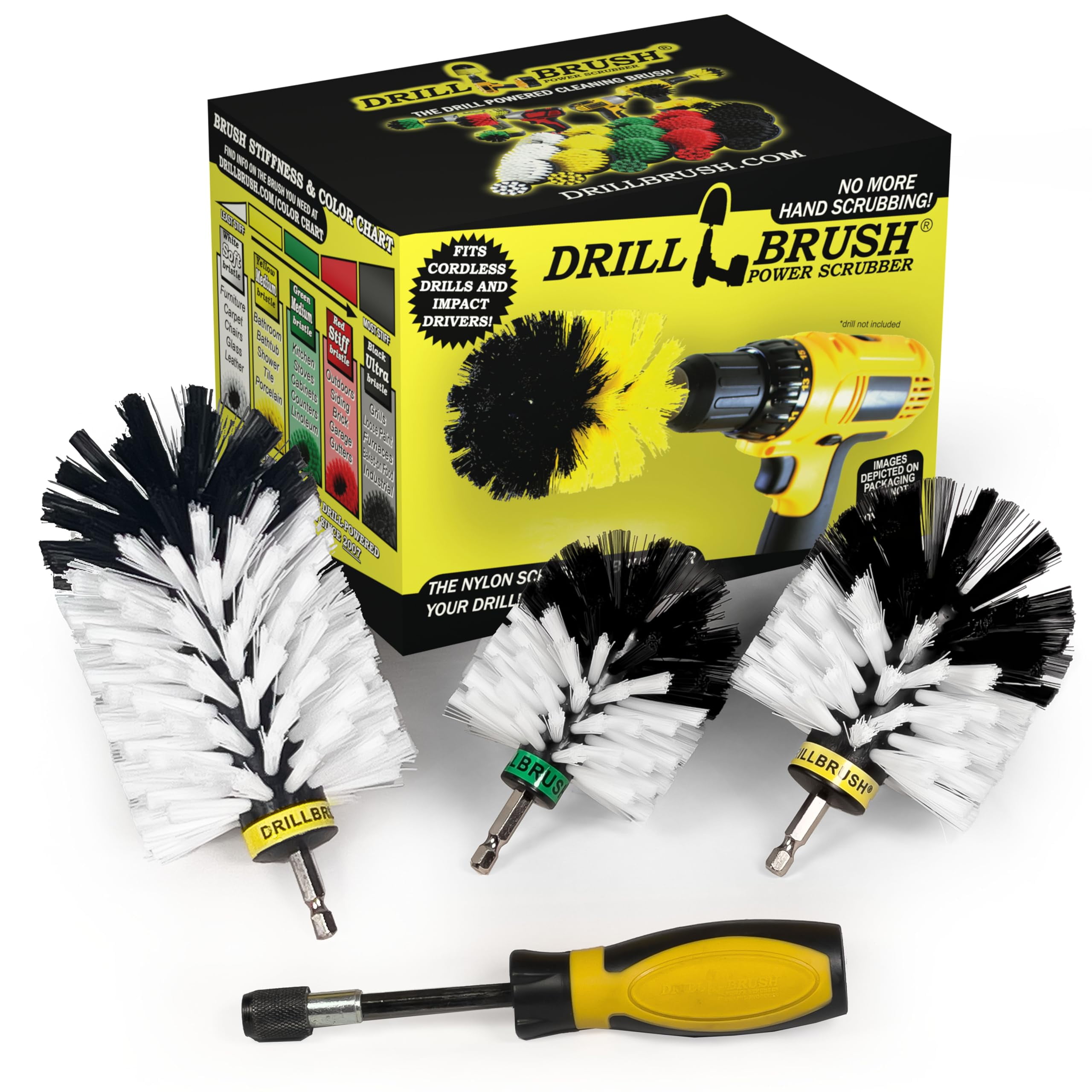 Drillbrush Car Cleaning Set – Soft Bristle Scrub Brushes for Carpet, Seats, Wheels & Rims ...