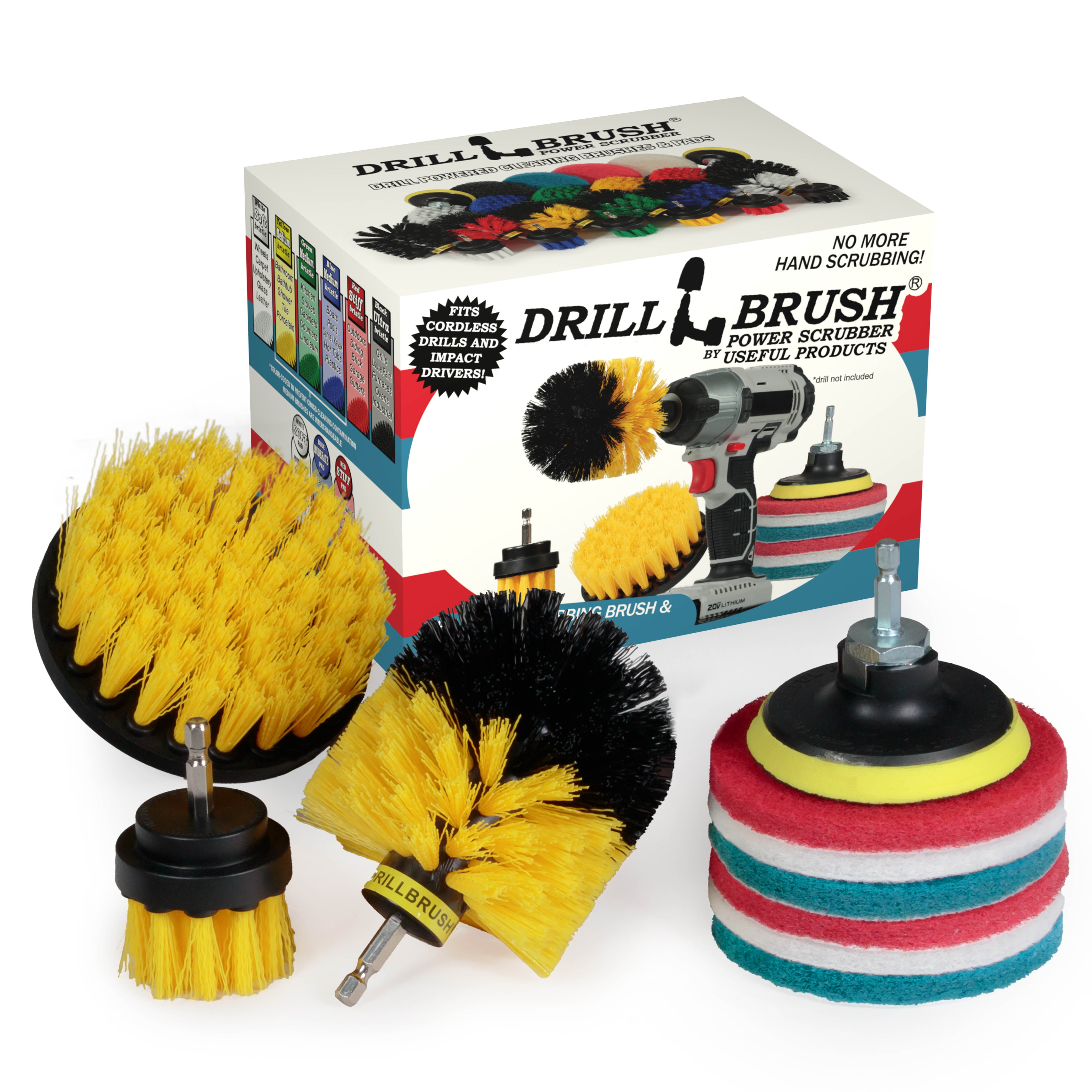 Drillbrush Power Scrubber Brush Set - Drill Brush Attachment - Grout ...