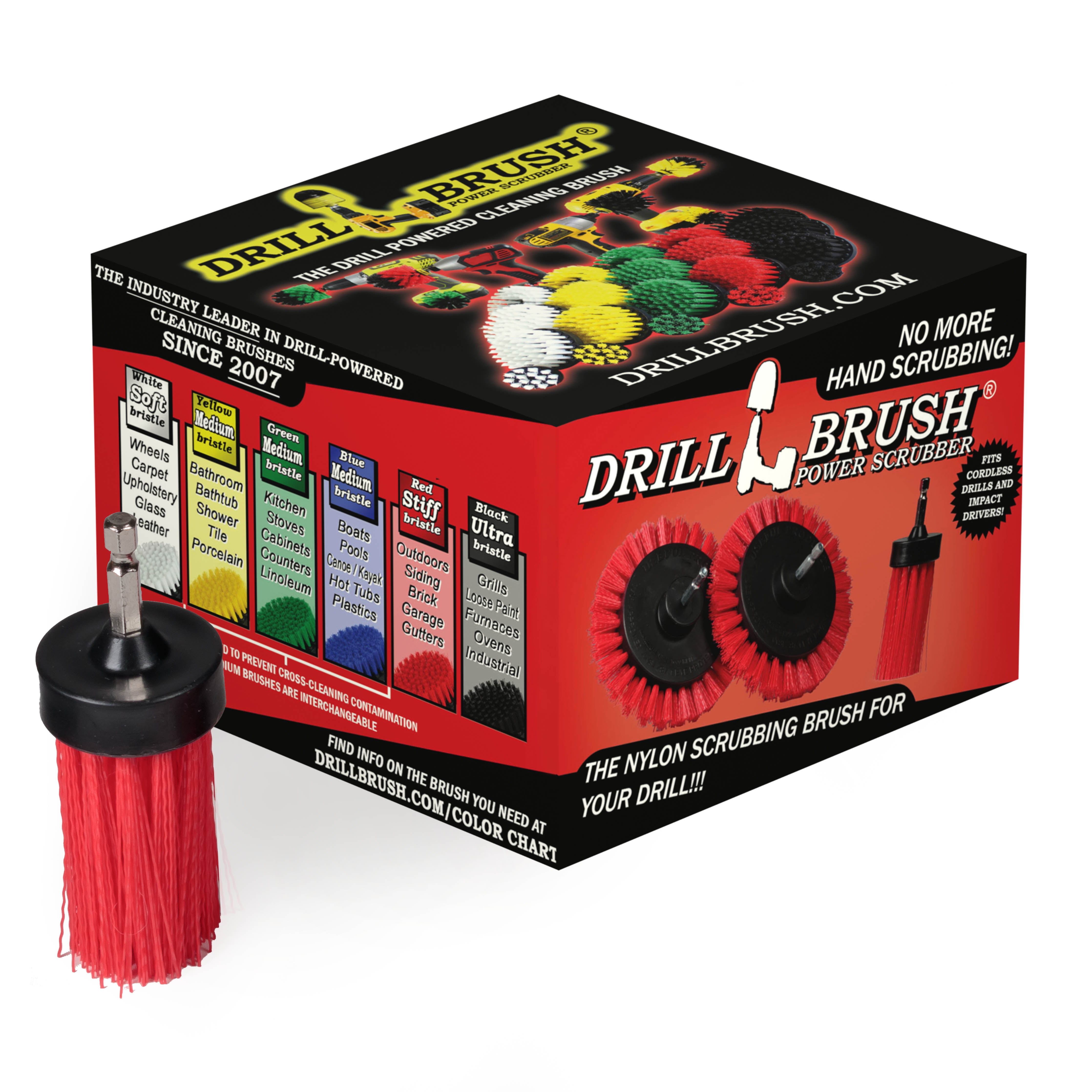 Drillbrush Stiff Bristle – 1-Inch Outdoor Scrubber for Decks, Patios ...