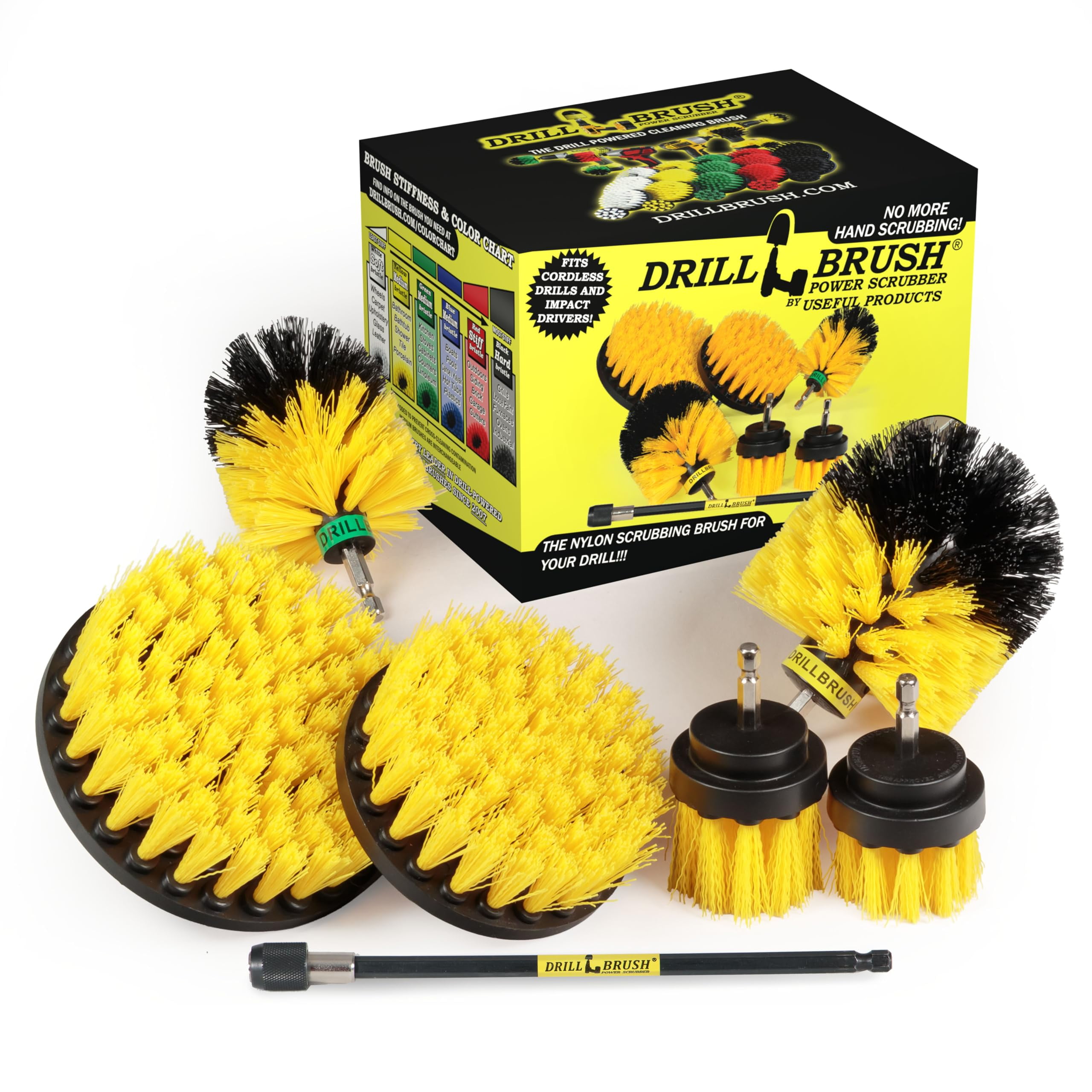 Drillbrush Ultimate Yellow Cleaning Tools - Drill Brush Attachment for ...