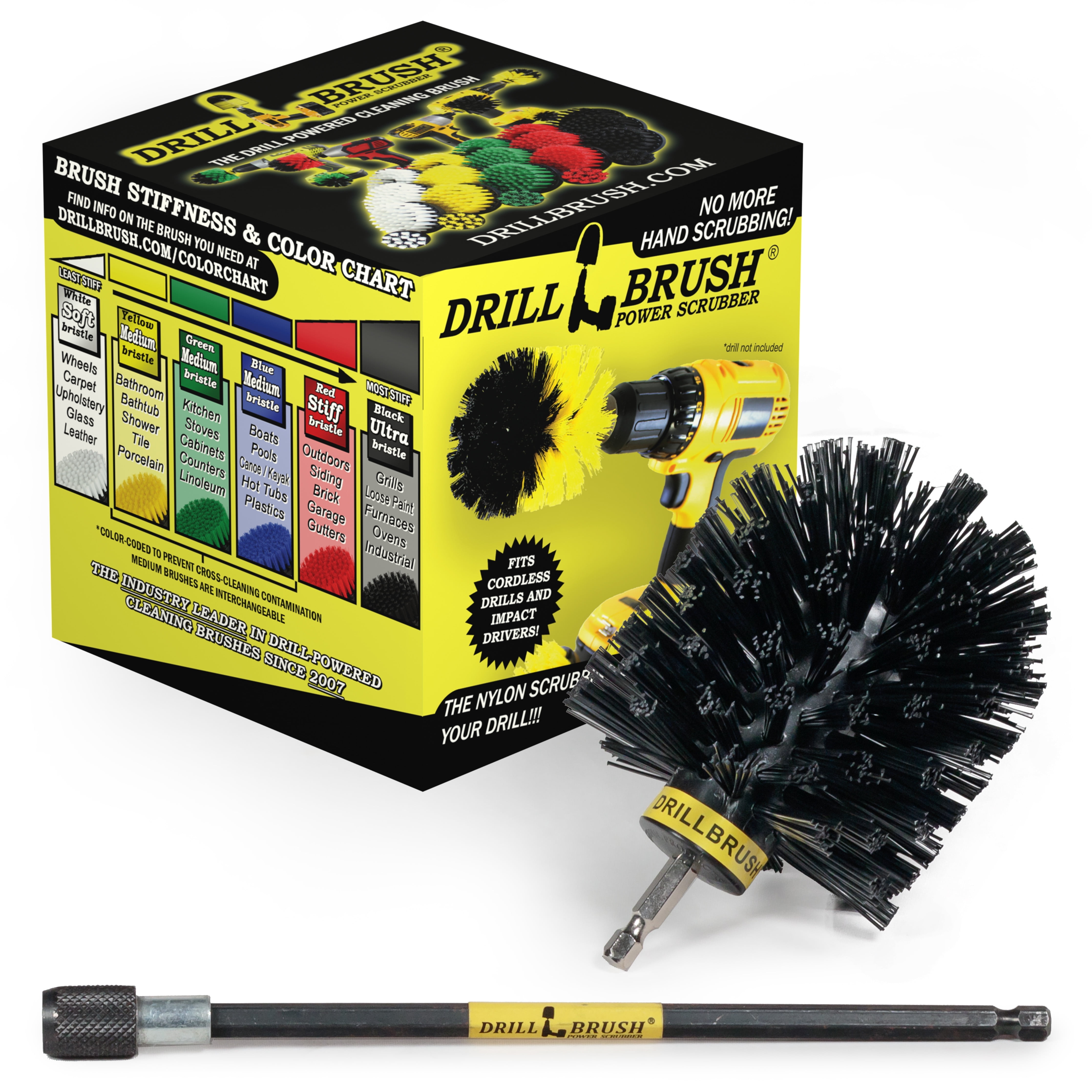Drillbrush Ultra Stiff Original Drill Brush Scrubber with 7in Extension ...