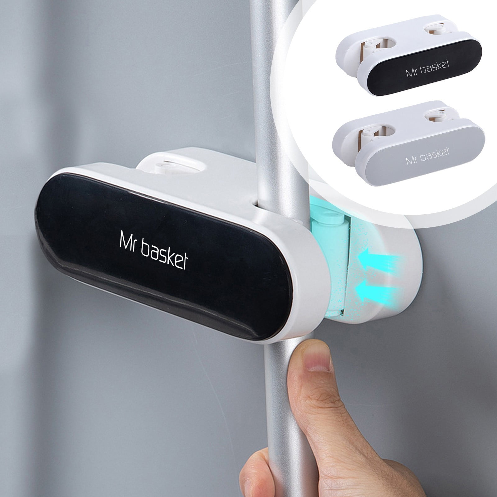 No Drilling Adhesive Mop Broom Holder | Wall Mount Plastic Organizer ...