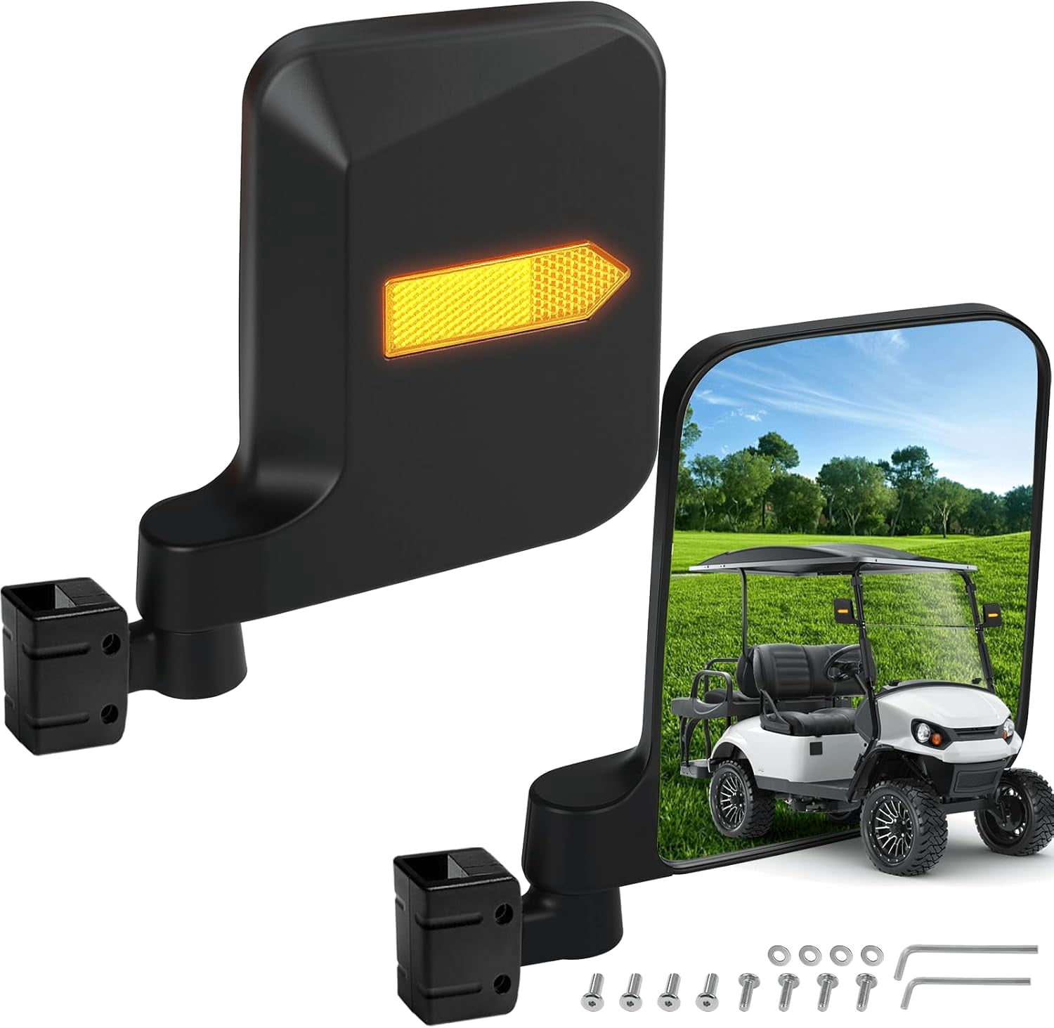 No Drilling Golf Cart Side with Built-In Reflector, Universal HD ...